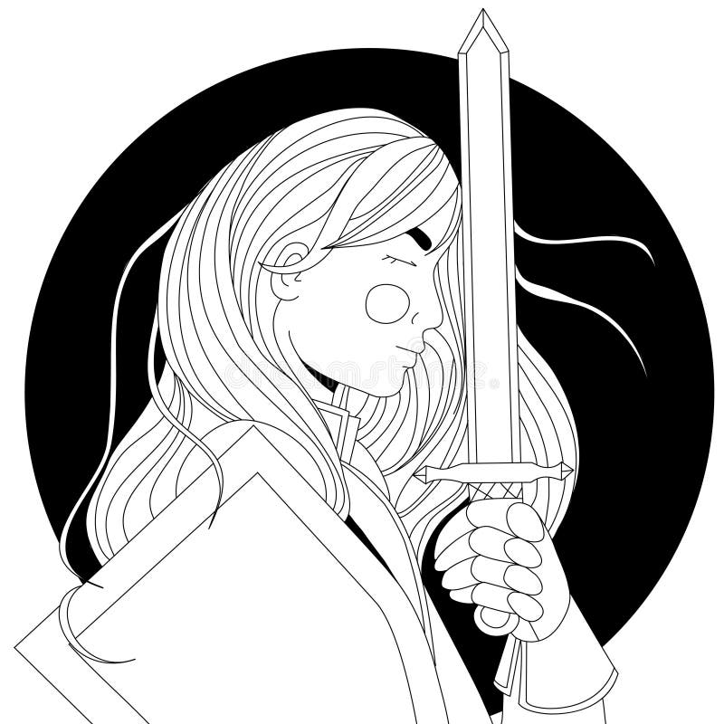 Warlike Girl with Shield and Sword Stock Vector - Illustration of ...