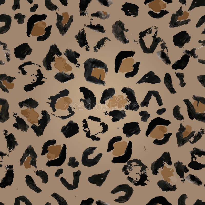 Vector Illustration Hand Drawn Leopard Print Seamless Pattern. Animal ...