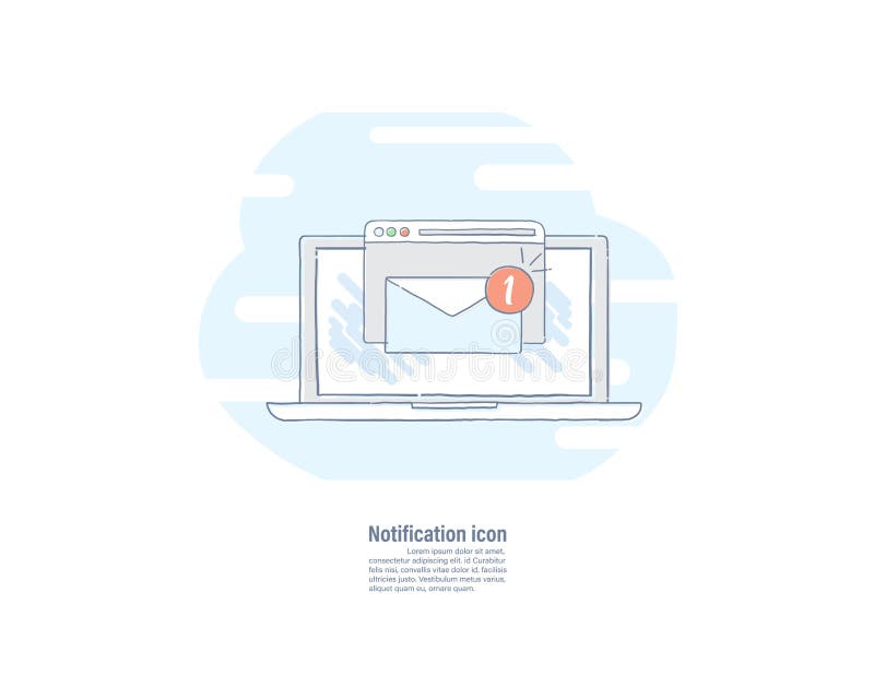 Vector Illustration Hand Drawn Line Flat Icon of New E-mail ...