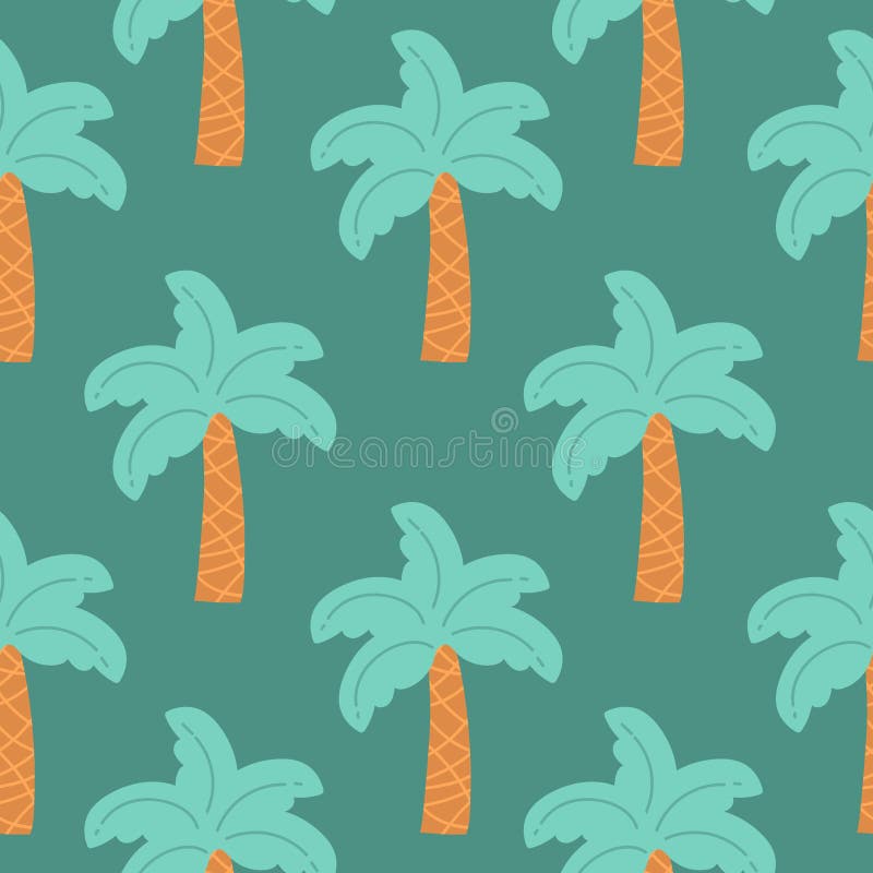 Vector Illustration of a Hand Drawn Palm Trees. Seamless Vector Pattern ...