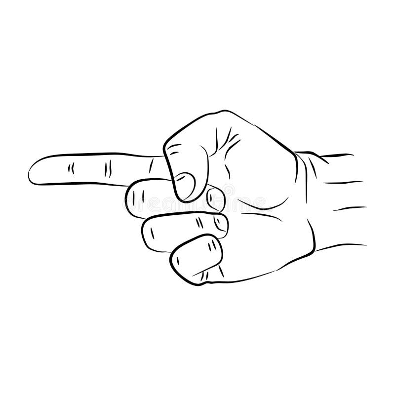 Vector Illustration of a Hand Drawn Pointing Finger Gesture Showing ...
