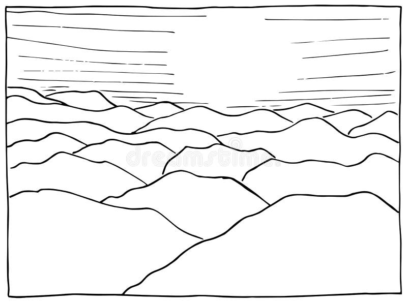 Hand Drawn Scenery with Hills Stock Vector - Illustration of hill ...