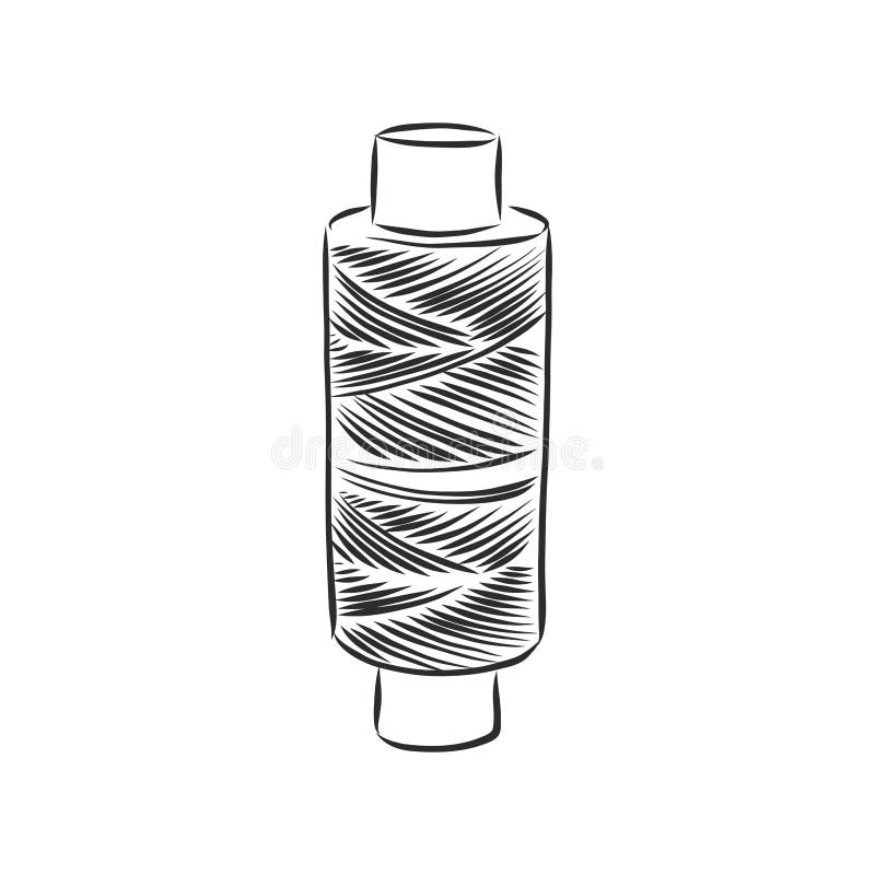 Vector Illustration of Hand Drawn Spool with Thread. Spool of Thread ...