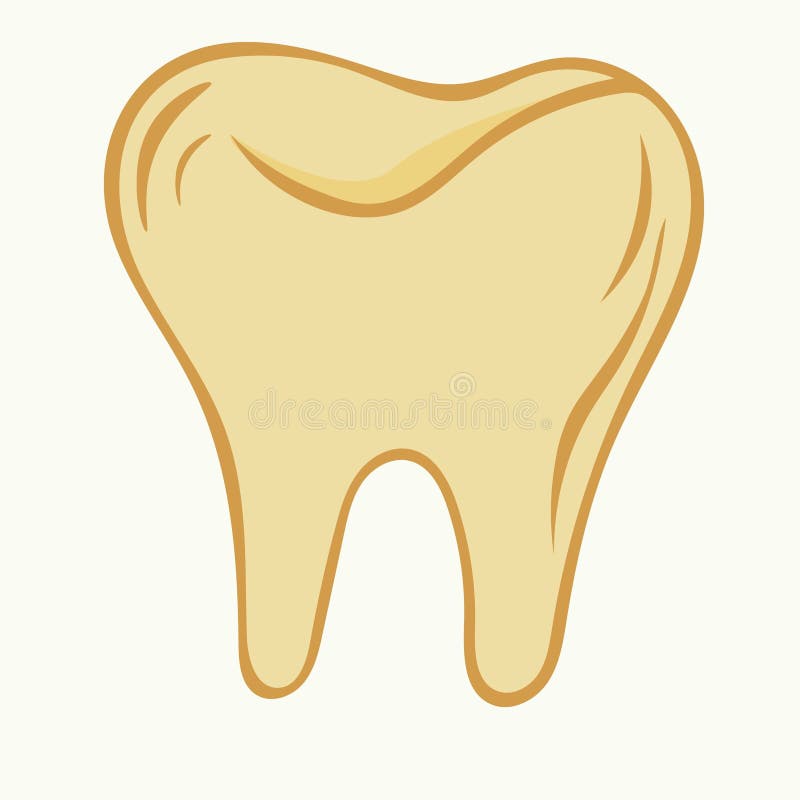 Vector Illustration of a Hand-drawn Yellow Molar Tooth Stock Vector ...