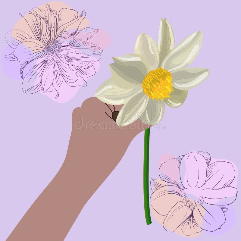 Vector Illustration of a Hand with a Flower Stock Vector - Illustration ...