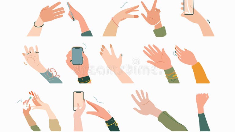 Diverse Hand Gestures Vector Illustration Set for Communication ...