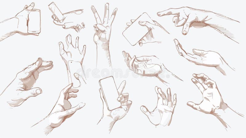 Diverse Collection of Hand Gestures Vector Illustration for ...