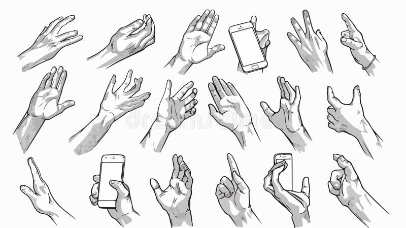 Diverse Collection of Hand Gestures Vector Illustration for ...