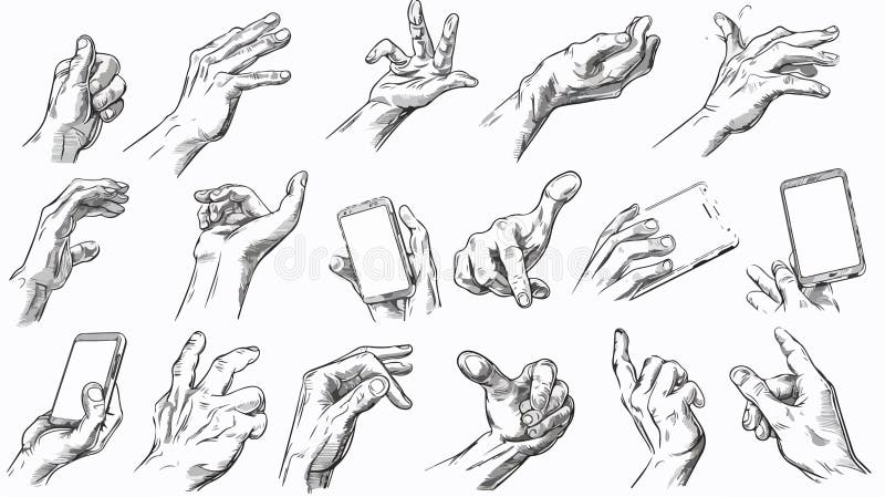 Diverse Collection of Hand Gestures Vector Illustration for ...