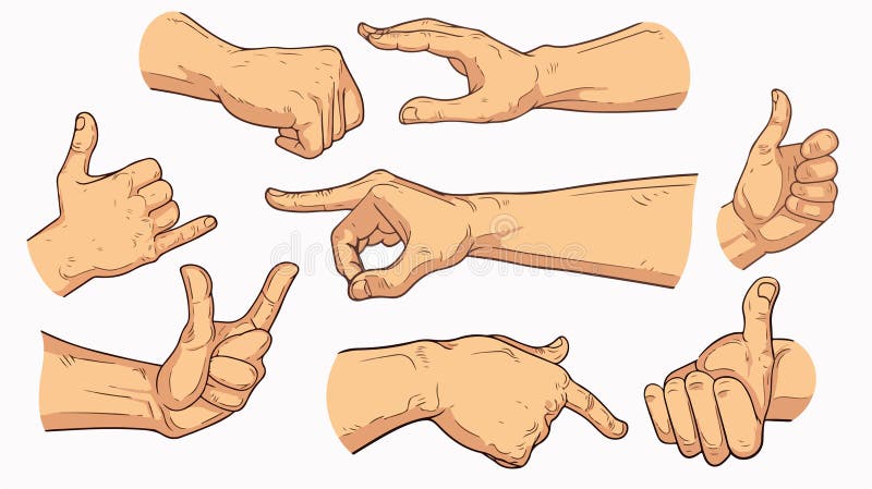 Professional Hand Gestures Set in Vector Illustration for Design ...