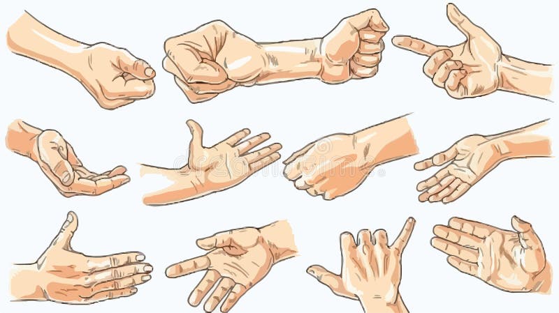 Professional Hand Gestures Set in Vector Illustration for Design ...
