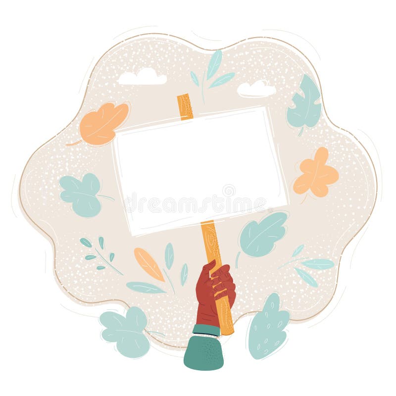 Vector Illustration of Hand Holding Big Blank Banner Stock Vector ...
