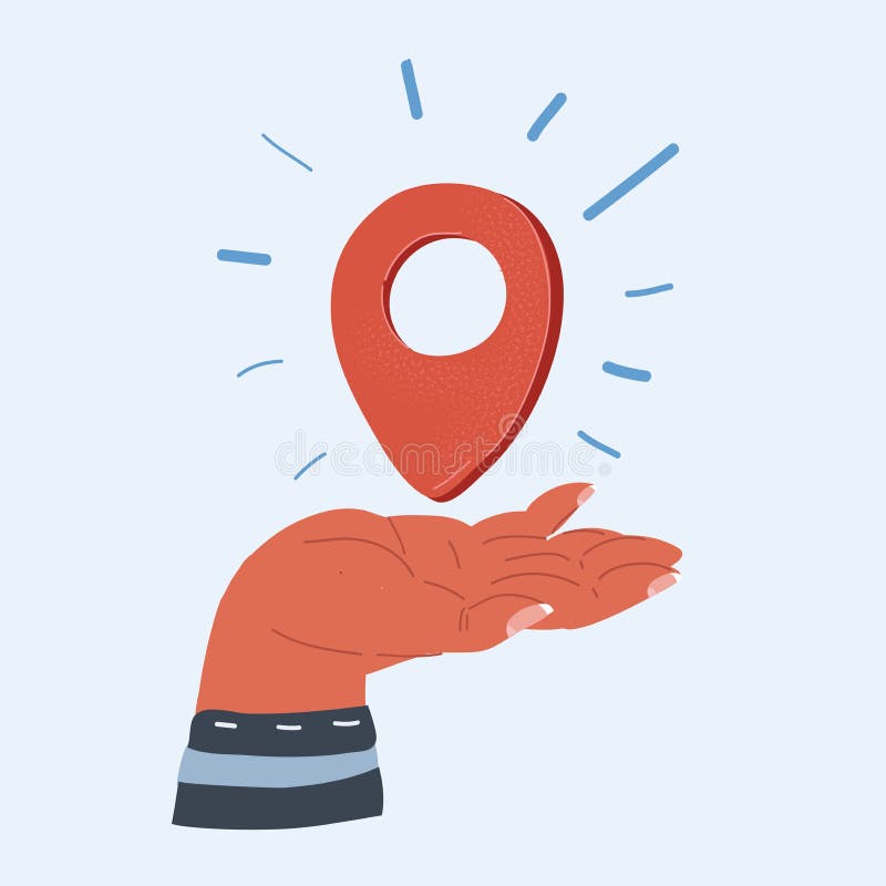 Vector Illustration of Hand Holding Gps Navigation Location Mark Stock ...