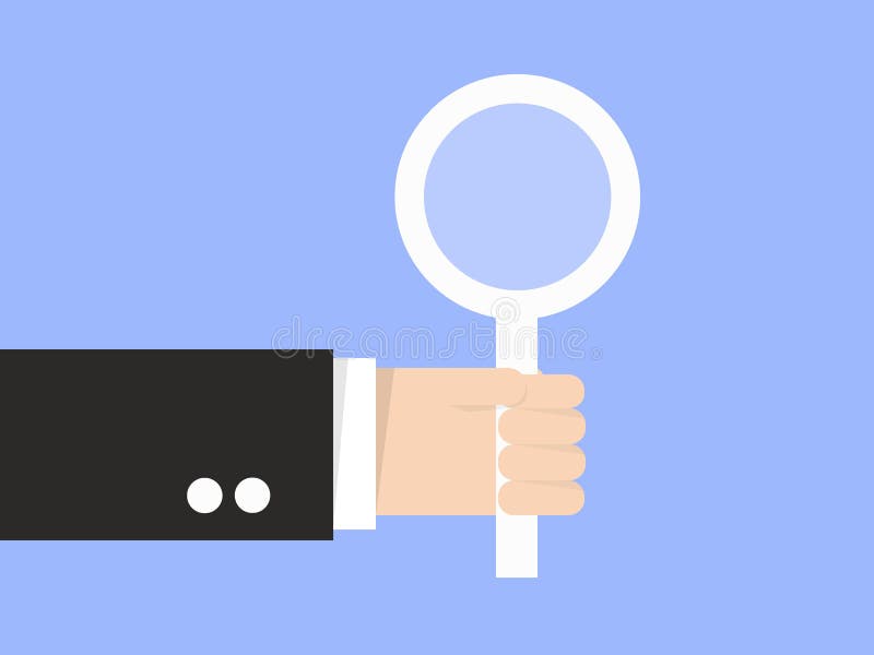 Vector Illustration of Hand Holding a Magnifying Glass. Stock Vector ...