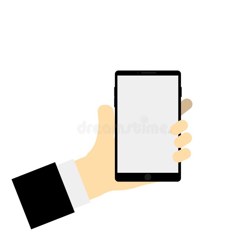 Vector Illustration Hand Holding Phone Empty Screen Hold Phone Stock ...