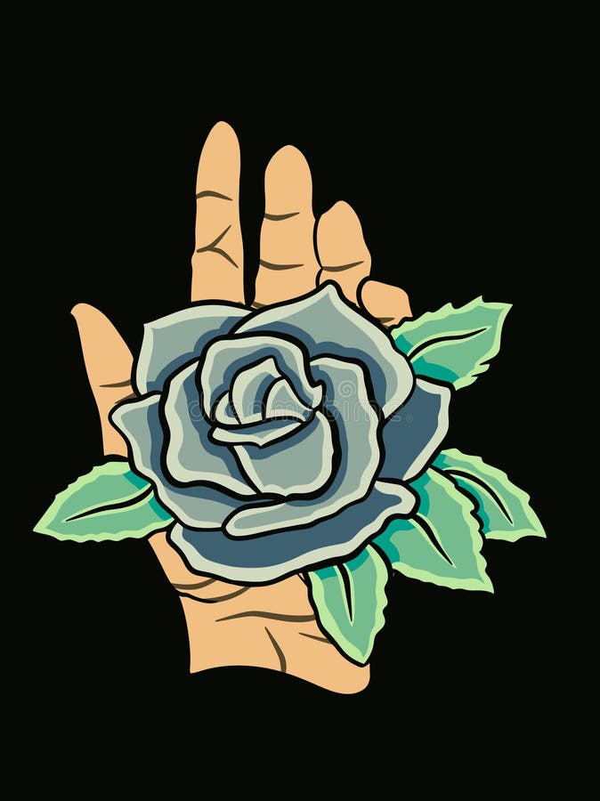 VECTOR ILLUSTRATION of a HAND HOLDING a ROSE FLOWER Stock Illustration ...