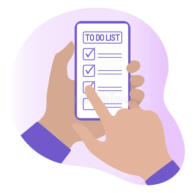 Checking on To Do List. People Phone Plan Reminder Stock Vector ...
