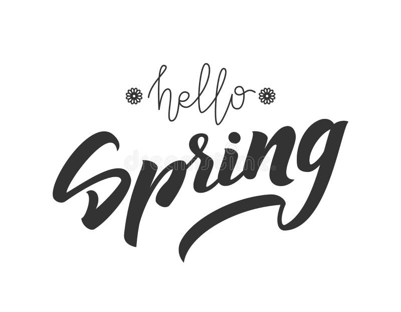 Vector Illustration: Hand Lettering of Hello Spring. Handwritten Modern ...