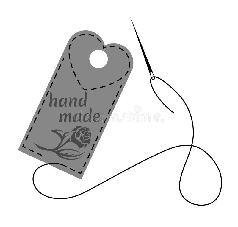 Vector Illustration of Hand Made Label Decorated with Stitch Made by ...