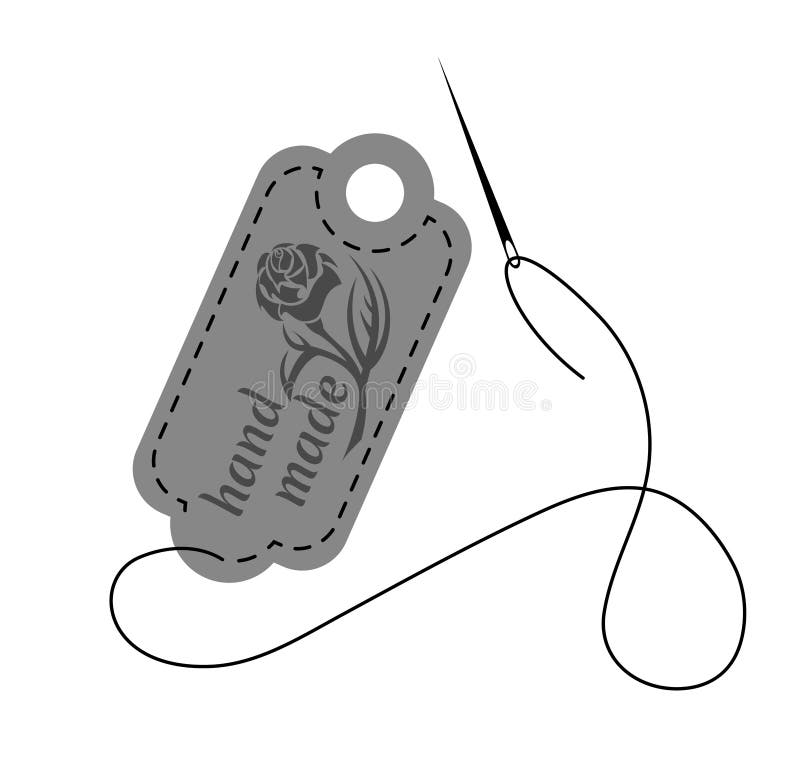 Vector Illustration of Hand Made Label Decorated with Stitch Made by ...