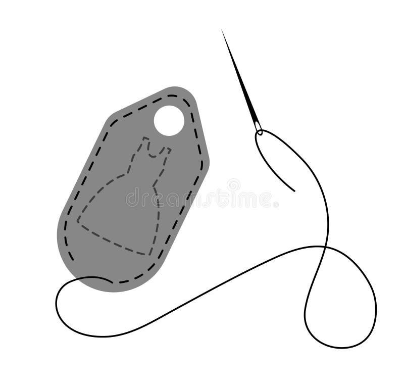 Vector Illustration of Hand Made Label Decorated with Stitch Made by ...