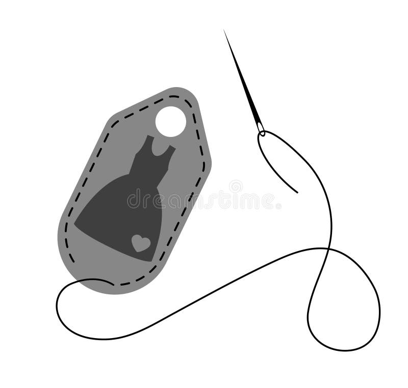 Vector Illustration of Hand Made Label Decorated with Stitch Made by ...