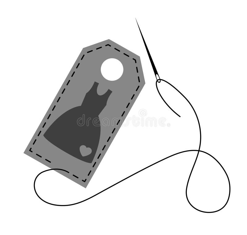 Vector Illustration of Hand Made Label Decorated with Stitch Made by ...