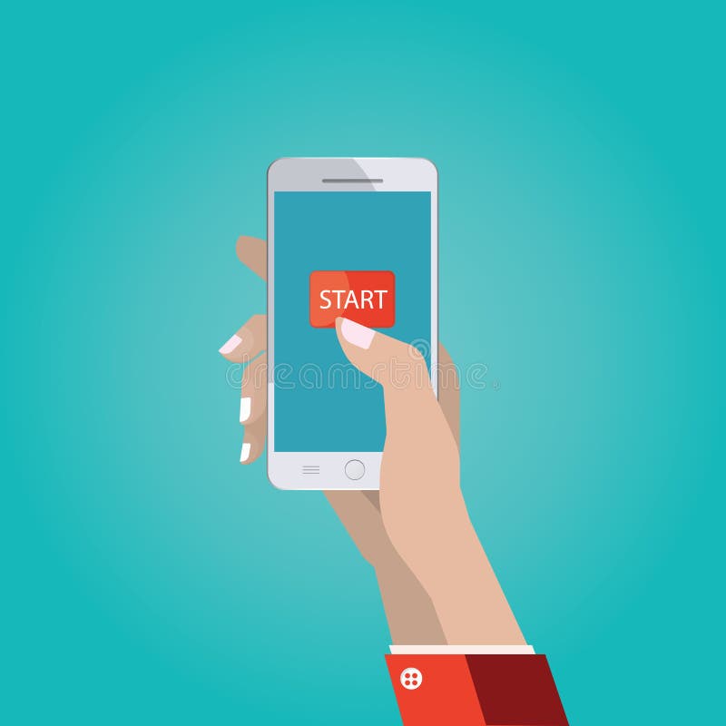 Vector Illustration of Hand with Smart Phone, Touch Interface W Stock ...