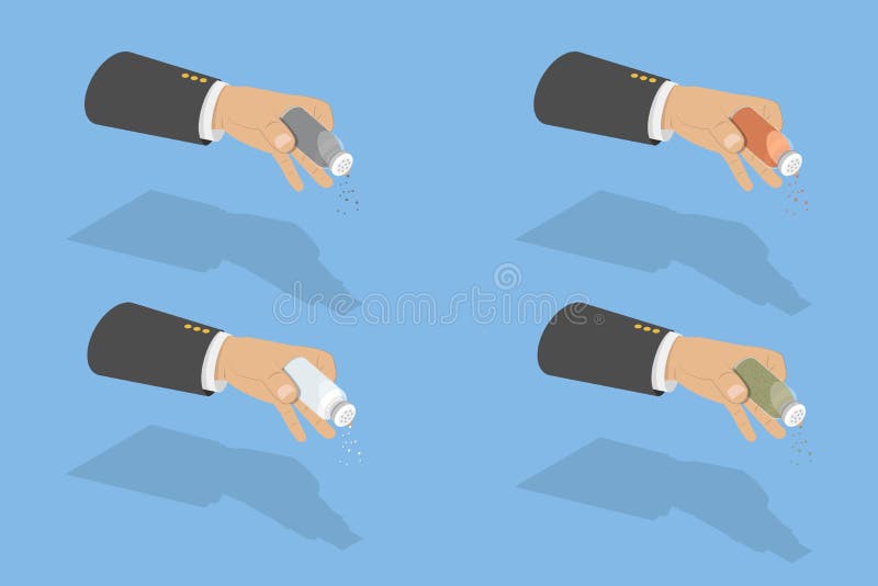 Vector Illustration of Hand with a Spice Shaker Set Stock Vector ...