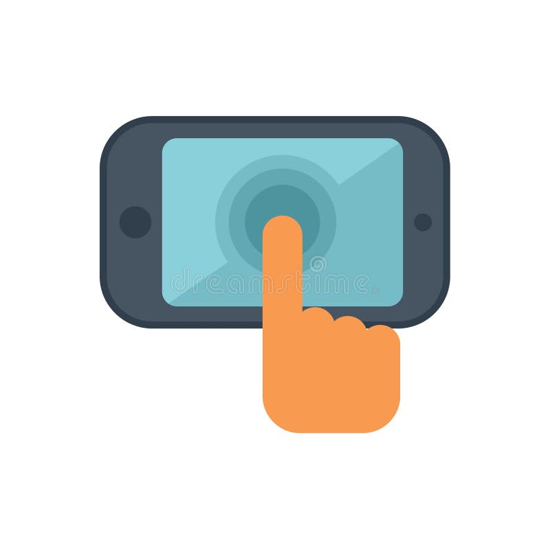 Hand Tapping Smartphone Touchscreen Flat Vector Illustration Stock ...