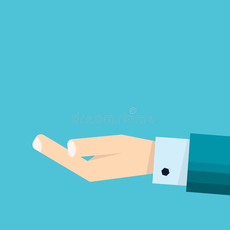 Vector Illustration of Hand Turned Palm Up of Male Hand in Suit Stock ...