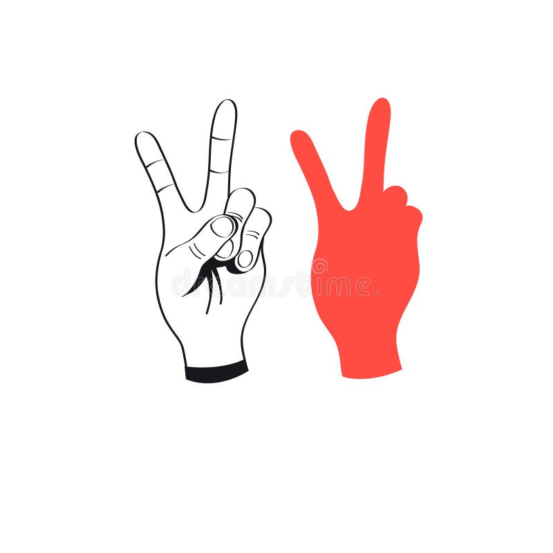 Vector Illustration of Hand Victory Stock Vector - Illustration of ...