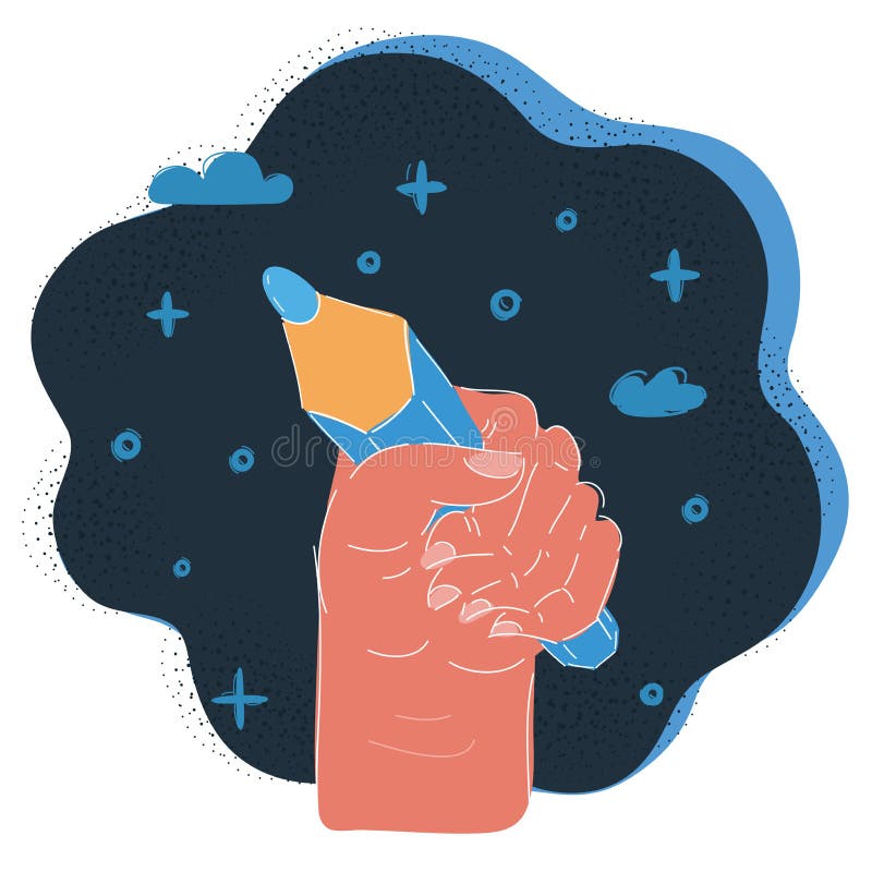 Vector Illustration of Hand Writing and Drawing Concept on Dark ...