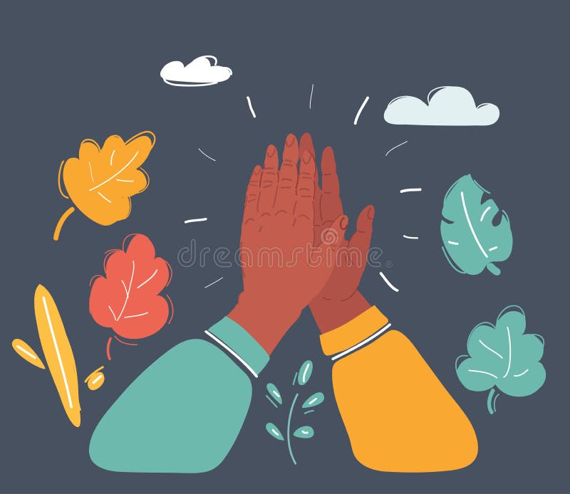 Hands Applauding and Clapping, Expressing Bravo. Prayer Palms Folded ...