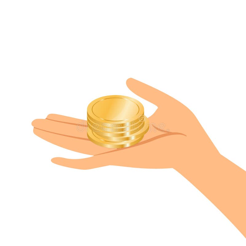Hands holding gold coins stock vector. Illustration of hand - 30076654