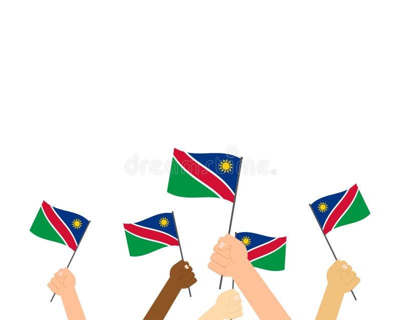 Vector Illustration of Hands Holding Namibia Flags Stock Vector ...