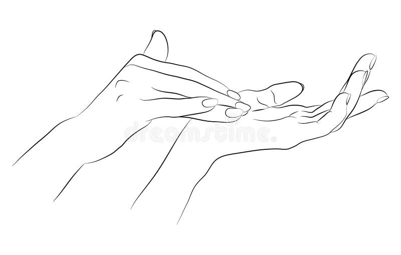 Vector Illustration of Hands in Simple Outline Style Stock Vector ...