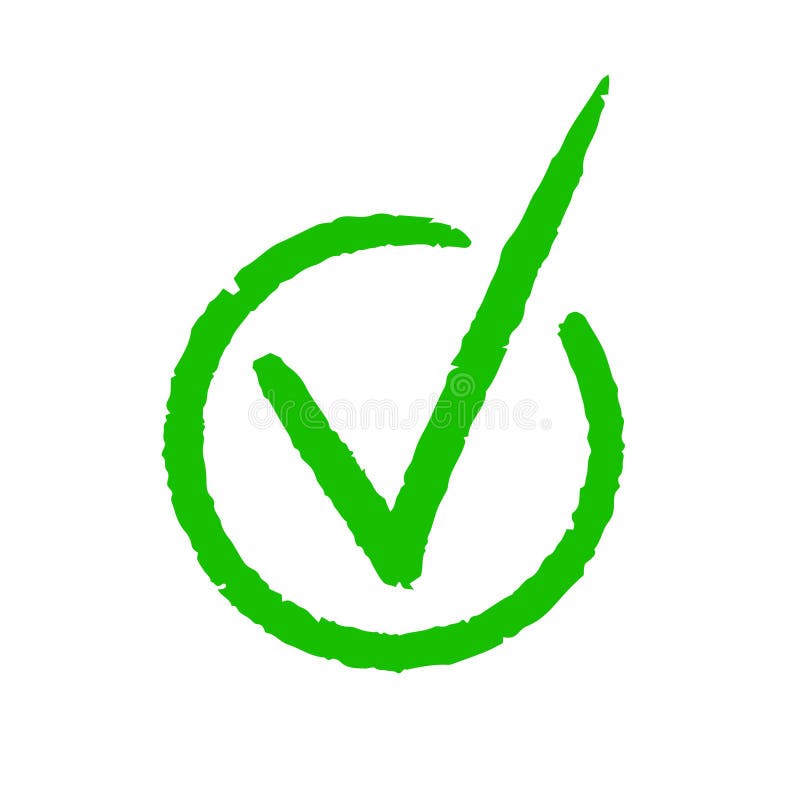 Vector Illustration of Handwritten Green Tick Mark in Circle. Stock ...