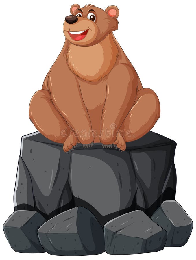 A happy bear on stones stock vector. Illustration of nature - 309922606