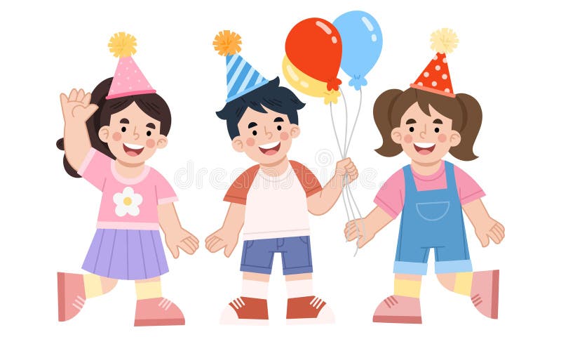Vector Illustration of Happy Children Partying Stock Vector ...