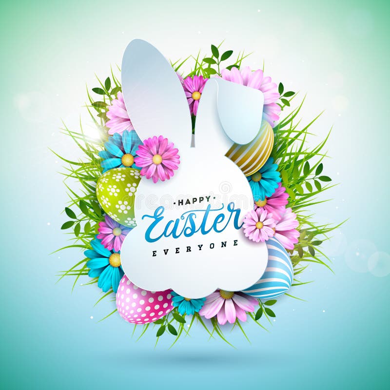 Vector Illustration of Happy Easter Holiday with Painted Egg and Spring ...