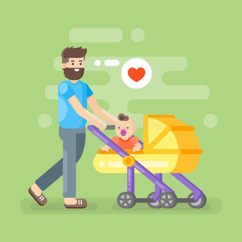 Father Caring for Child Daddy Feeding Kid Vector Stock Vector ...