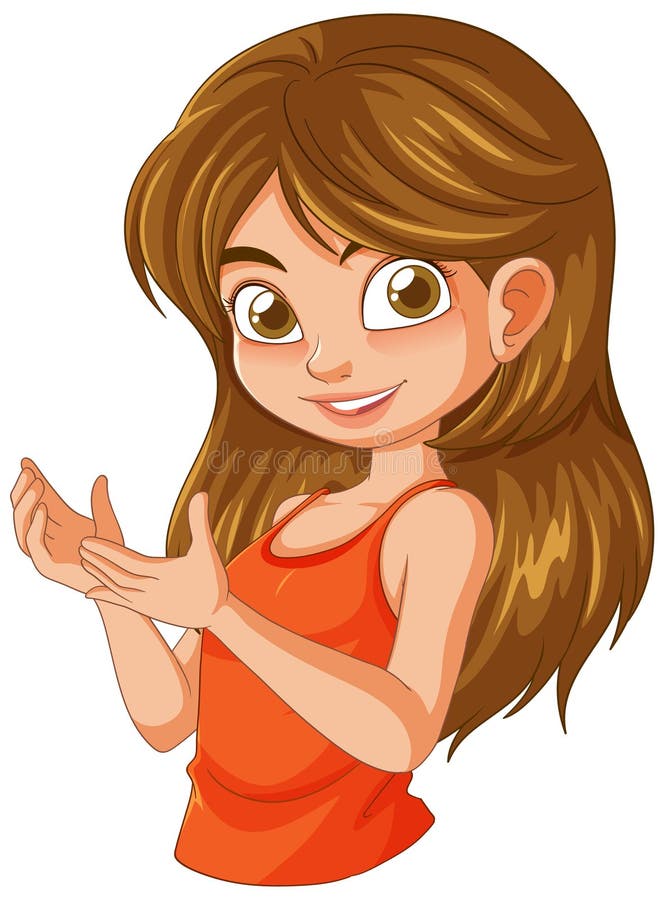 A happy girl clapping stock vector. Illustration of orange - 312160552