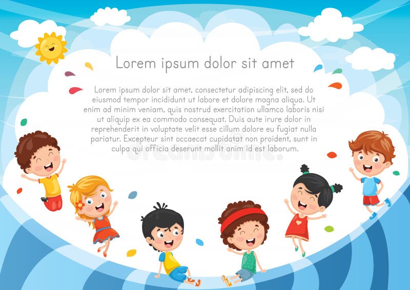 Vector Illustration of Happy Kid Characters Stock Vector - Illustration ...