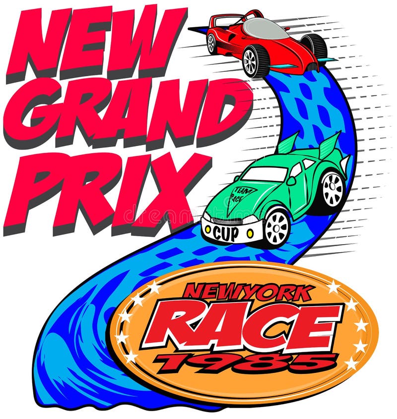 A Vector Illustration of Happy Kids in a Car Racing Stock Vector ...