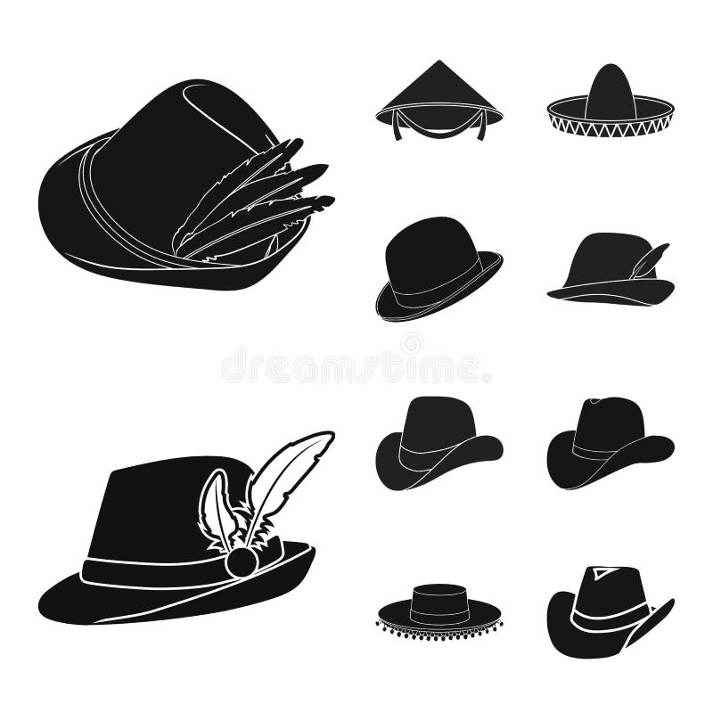 Vector Illustration of Hat and Cap Symbol. Set of Hat and Model Stock ...