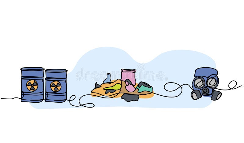 Vector Illustration of Hazardous Waste. Modern Flat in Continuous Line ...