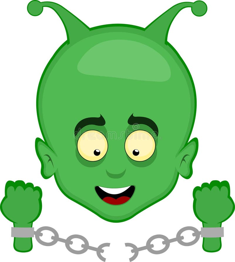 Vector Illustration Head Alien or Extraterrestrial Cartoon Broken Chain ...