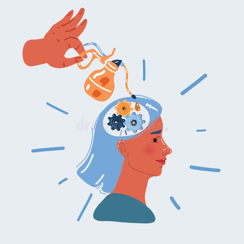 Vector Illustration of Head and Brain Gears Need To Fix or Needs ...