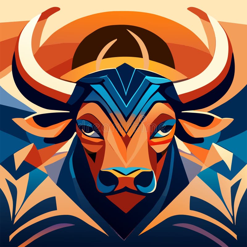 African Buffalo Head in Tribal Ethnic Style. Vector Illustration for T ...